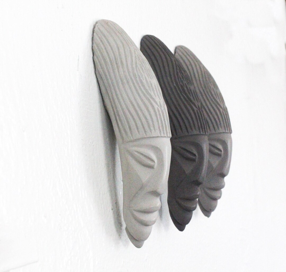 Artisan Concrete Wall Masks: Monochromatic Home Decor (9x4") - Etsy