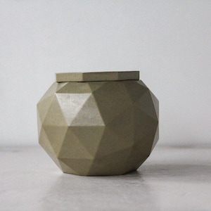 Geometric Decor Jar-lidded Concrete Spice Salt Cellar-olive Green ...
