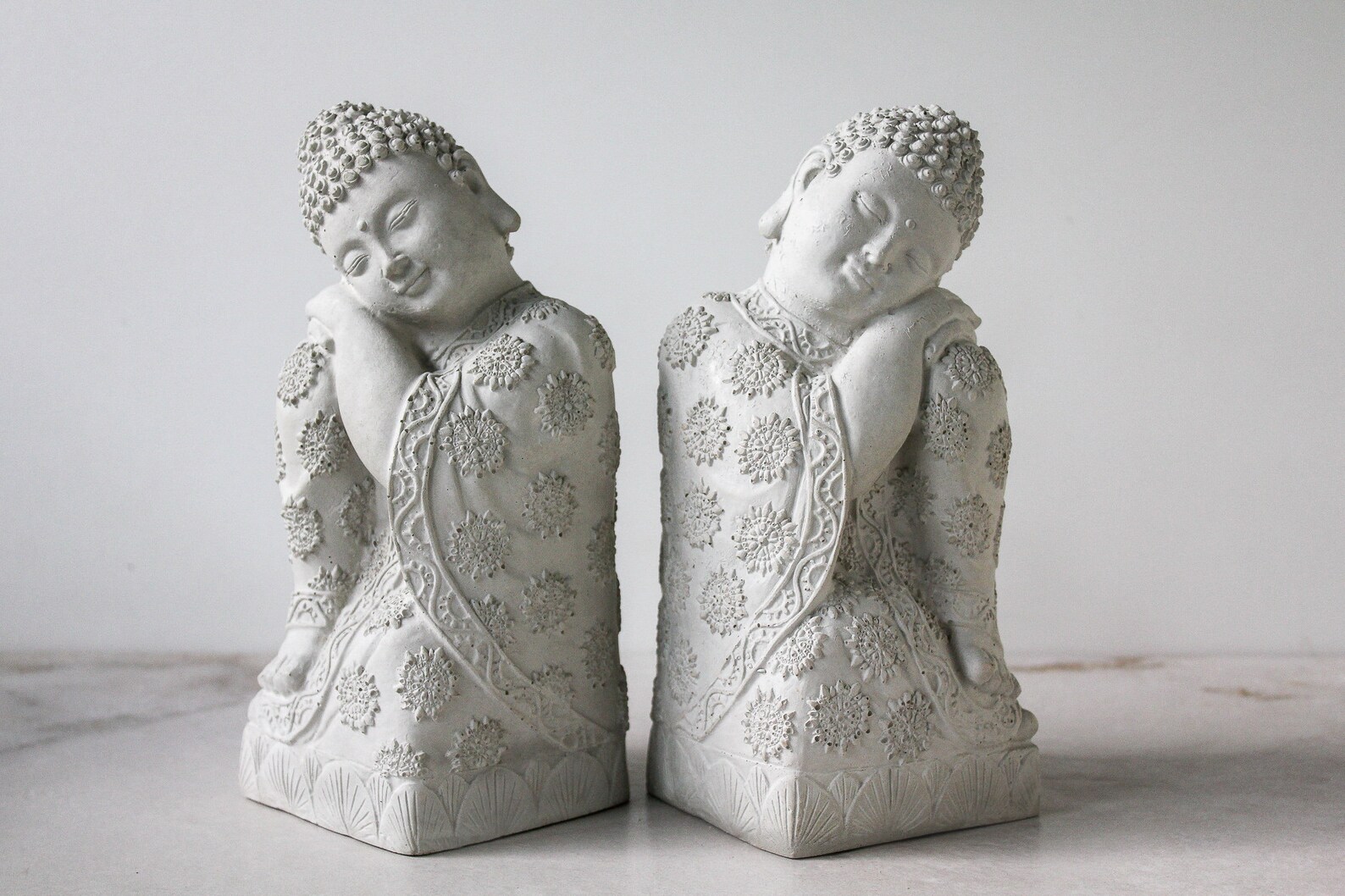 Buddha Bookends-unique Concrete Bookends-buddha Sculpture - Etsy