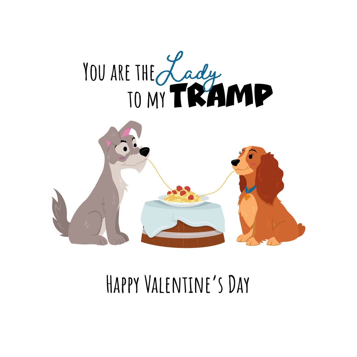 Lady and the Tramp Inspired Valentine's Card Disney - Etsy UK