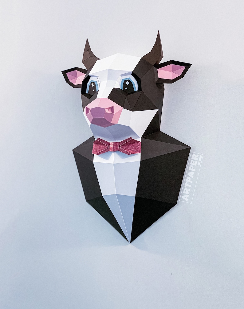 Papercraft 3D Bull Cow template low poly paper sculpture | Etsy