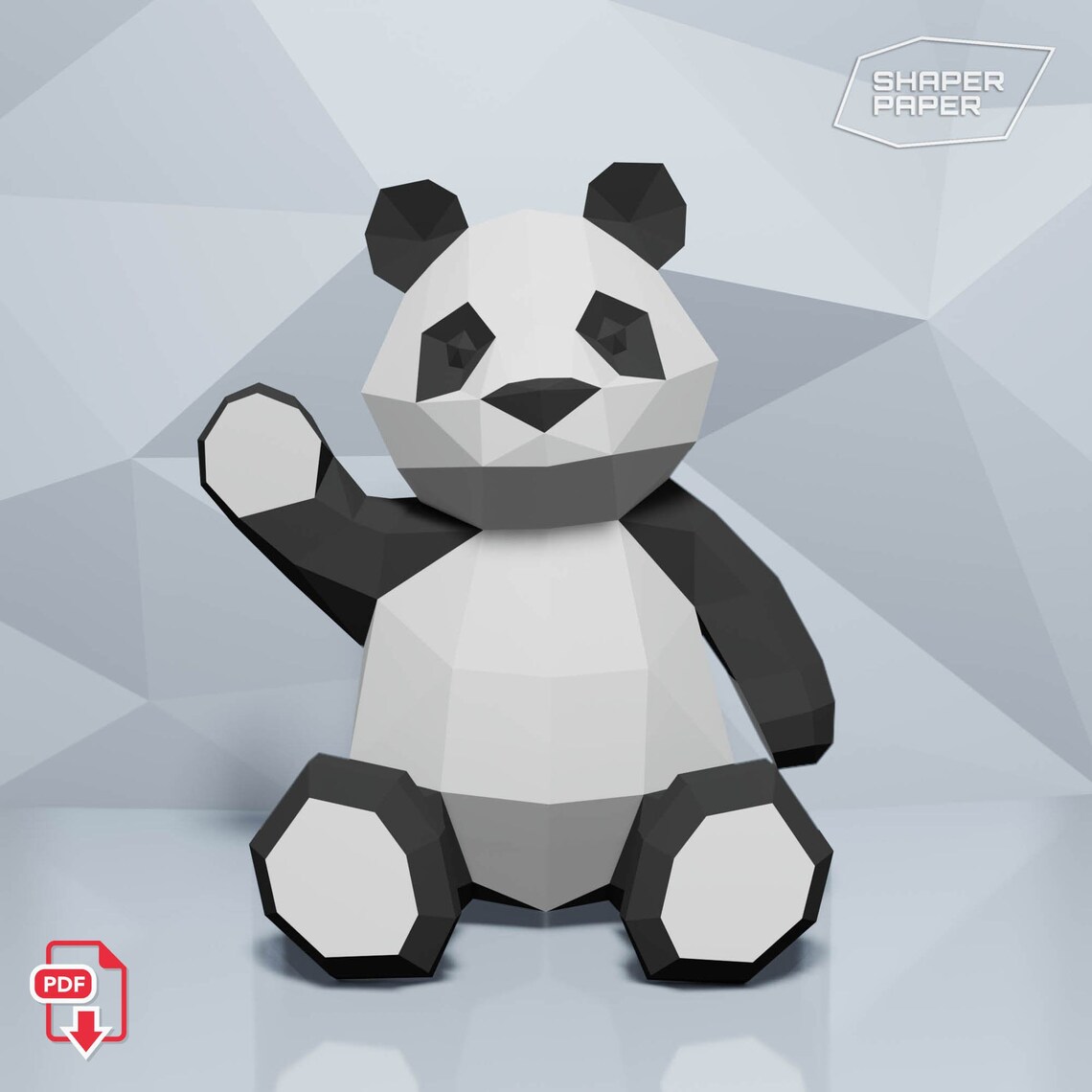 PANDA Papercraft 3D Template / Low Poly Paper Sculpture / | Etsy
