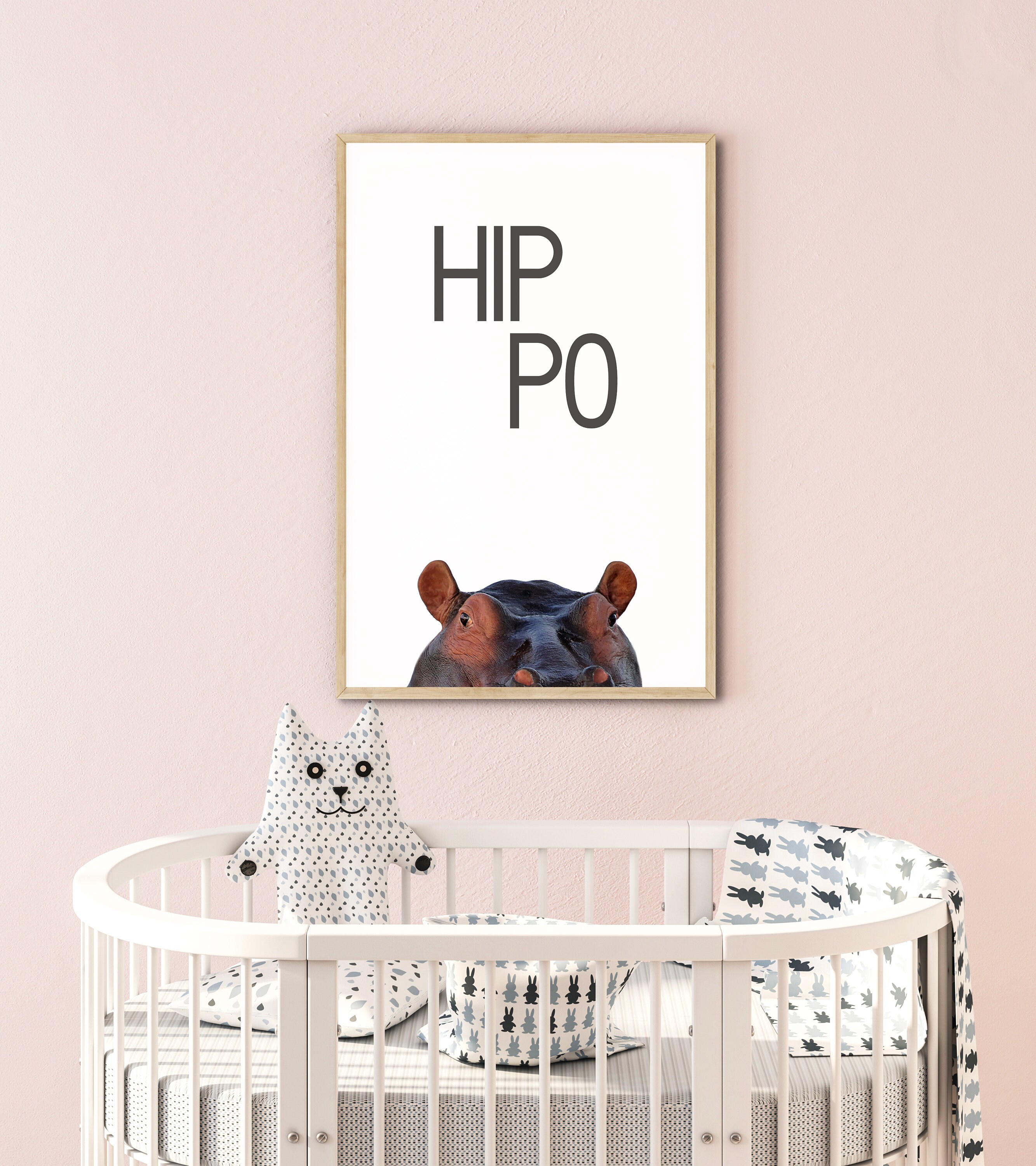 Peekaboo Hippo Print, Printable Animals Wall Art, Instant Download ...