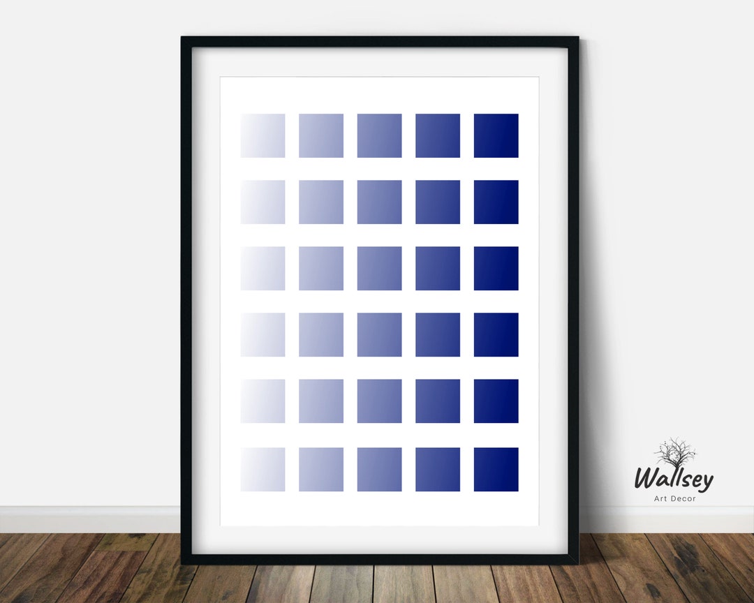 Printable Geometric Squares Print, Color Gradient, Blue Shape, Nordic ...