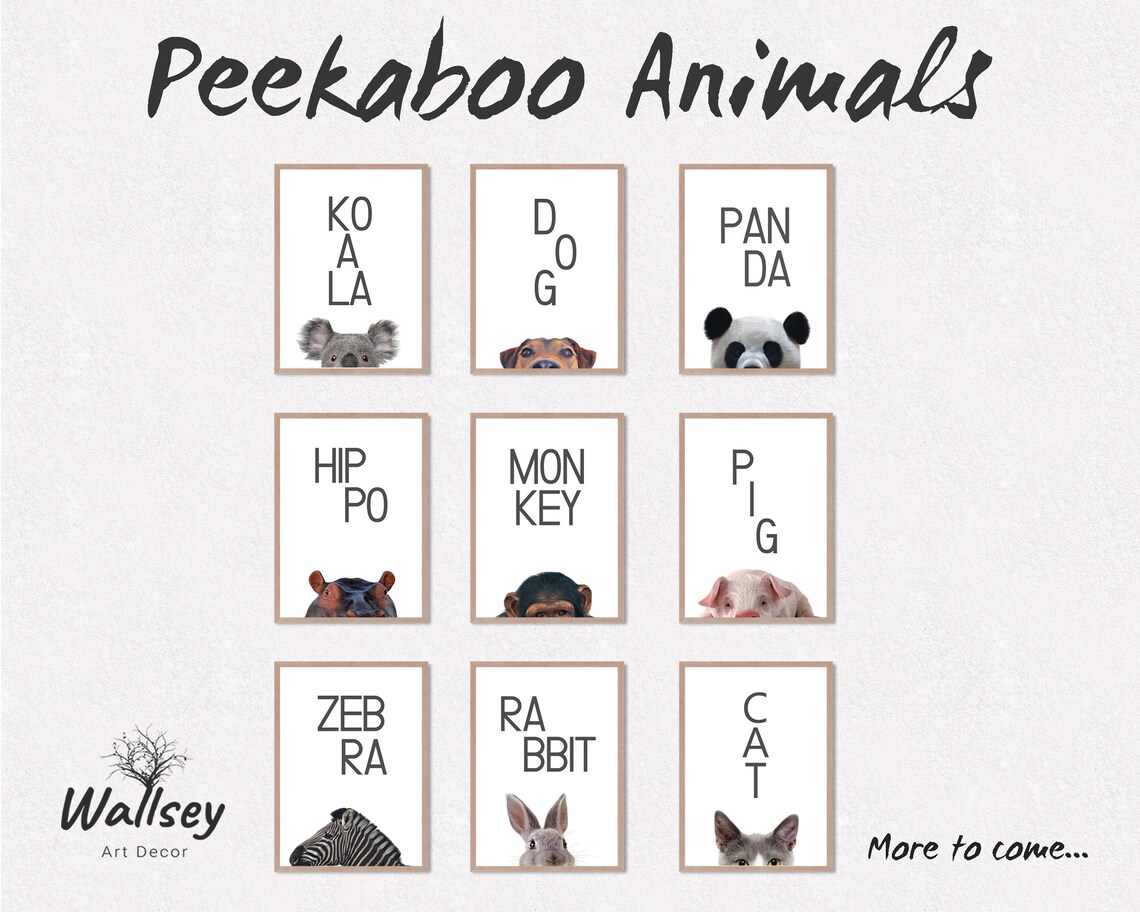 Peekaboo Hippo Print, Printable Animals Wall Art, Instant Download ...