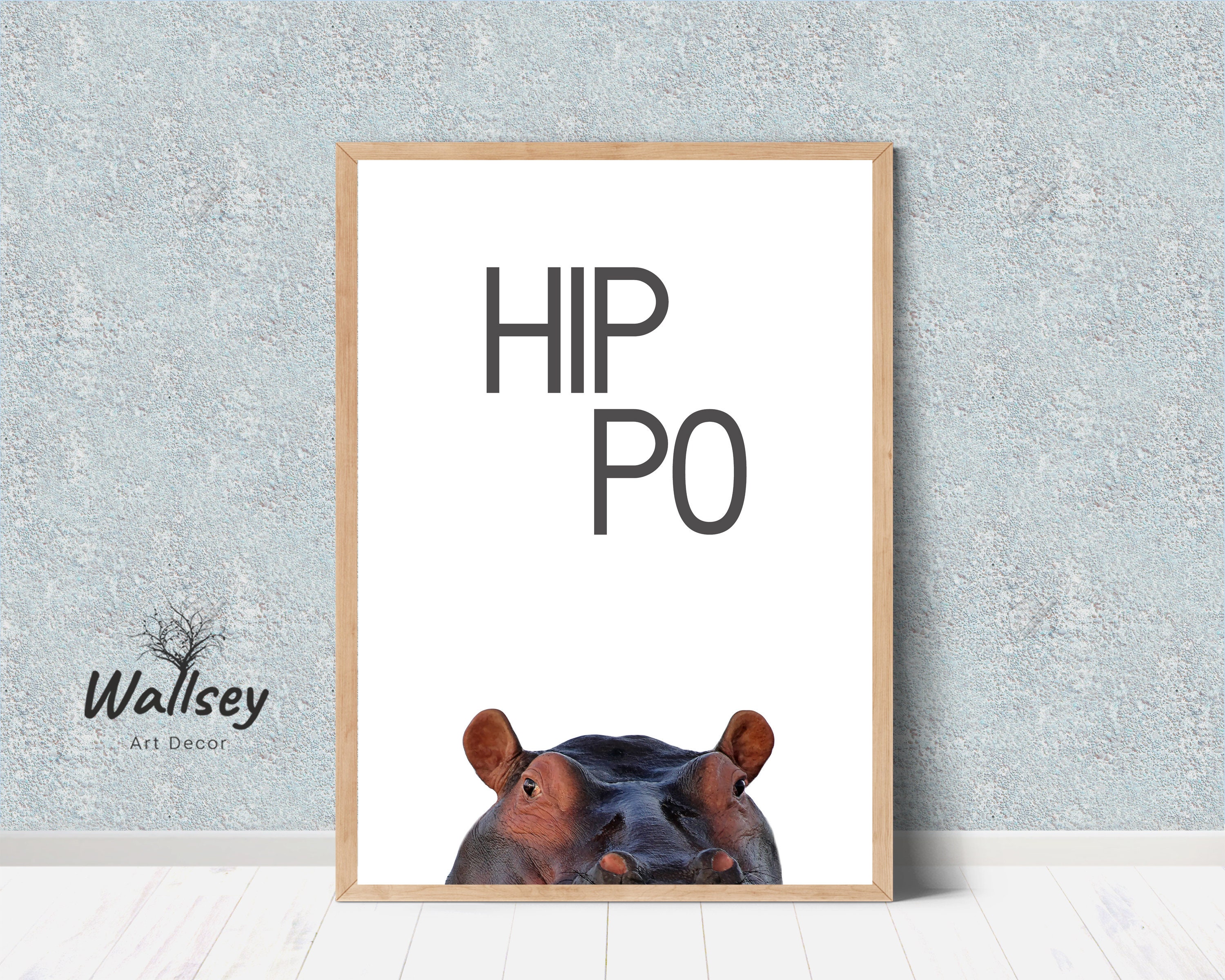 Peekaboo Hippo Print, Printable Animals Wall Art, Instant Download ...