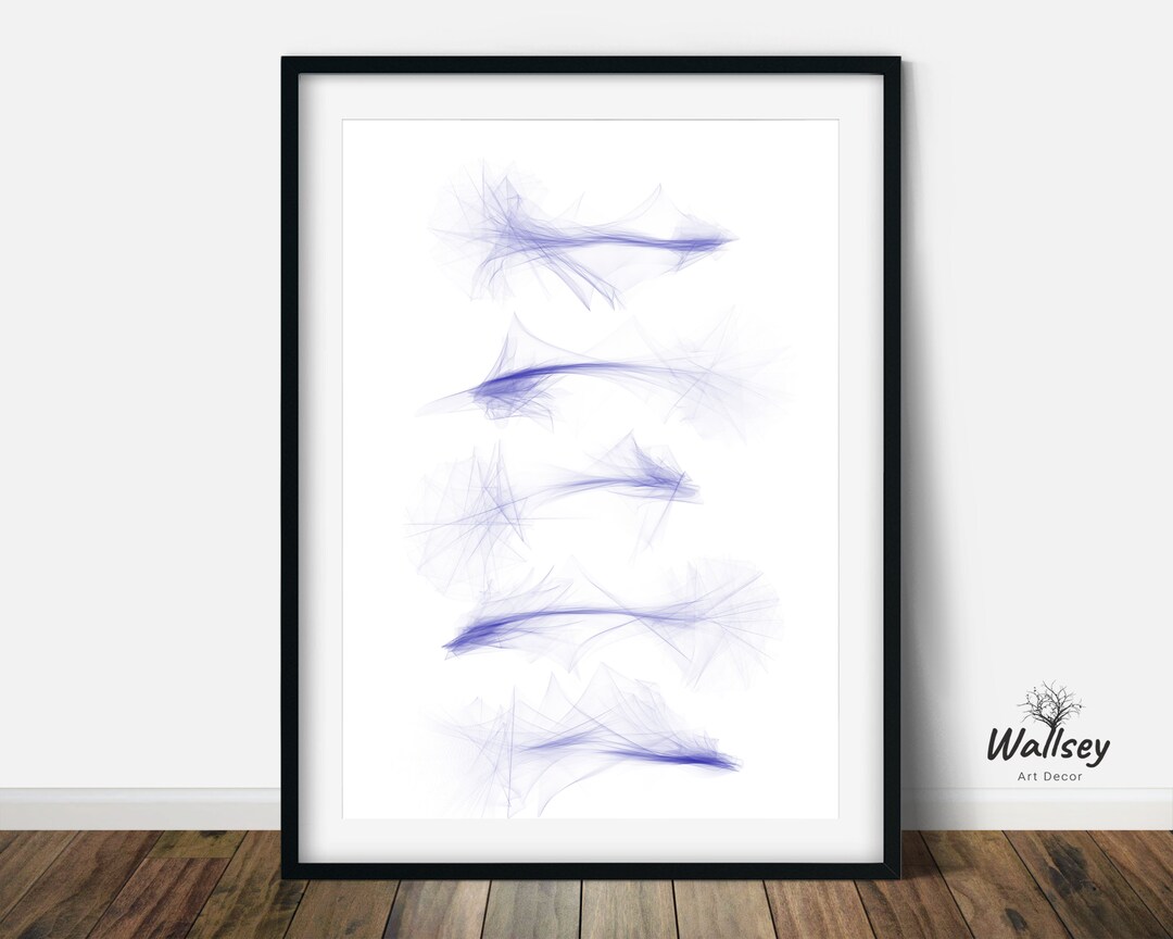 Printable Digital Painting, Blue Watercolor Airbrush Stripes, Nordic ...