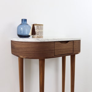Console Table Small in Oak or Walnut With Marble Top - Etsy