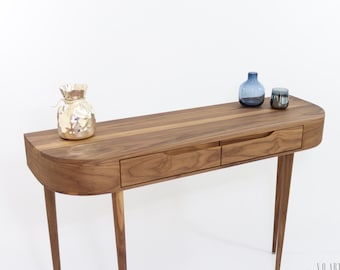 Console Table With 3 Drawers and 4 Legs in Solid American Oak - Etsy