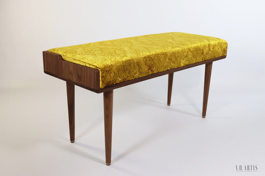 Bench, Upholstered Bench, Entryway Bench, Stool, Seat, in Solid Walnut ...