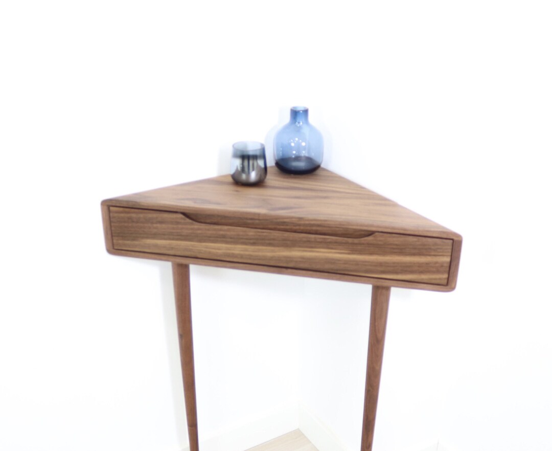 Corner Console Table in Solid Walnut or Oak - Etsy