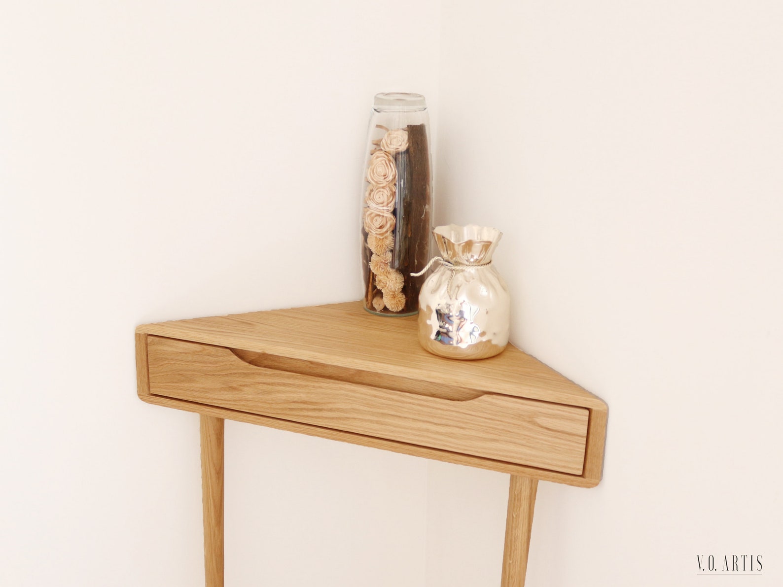 Corner Console Table in Solid Oak or Walnut - Etsy