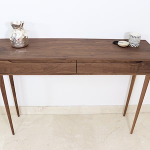 Narrow Entryway Table With 2 Drawers and 4 Legs in Solid American Oak ...