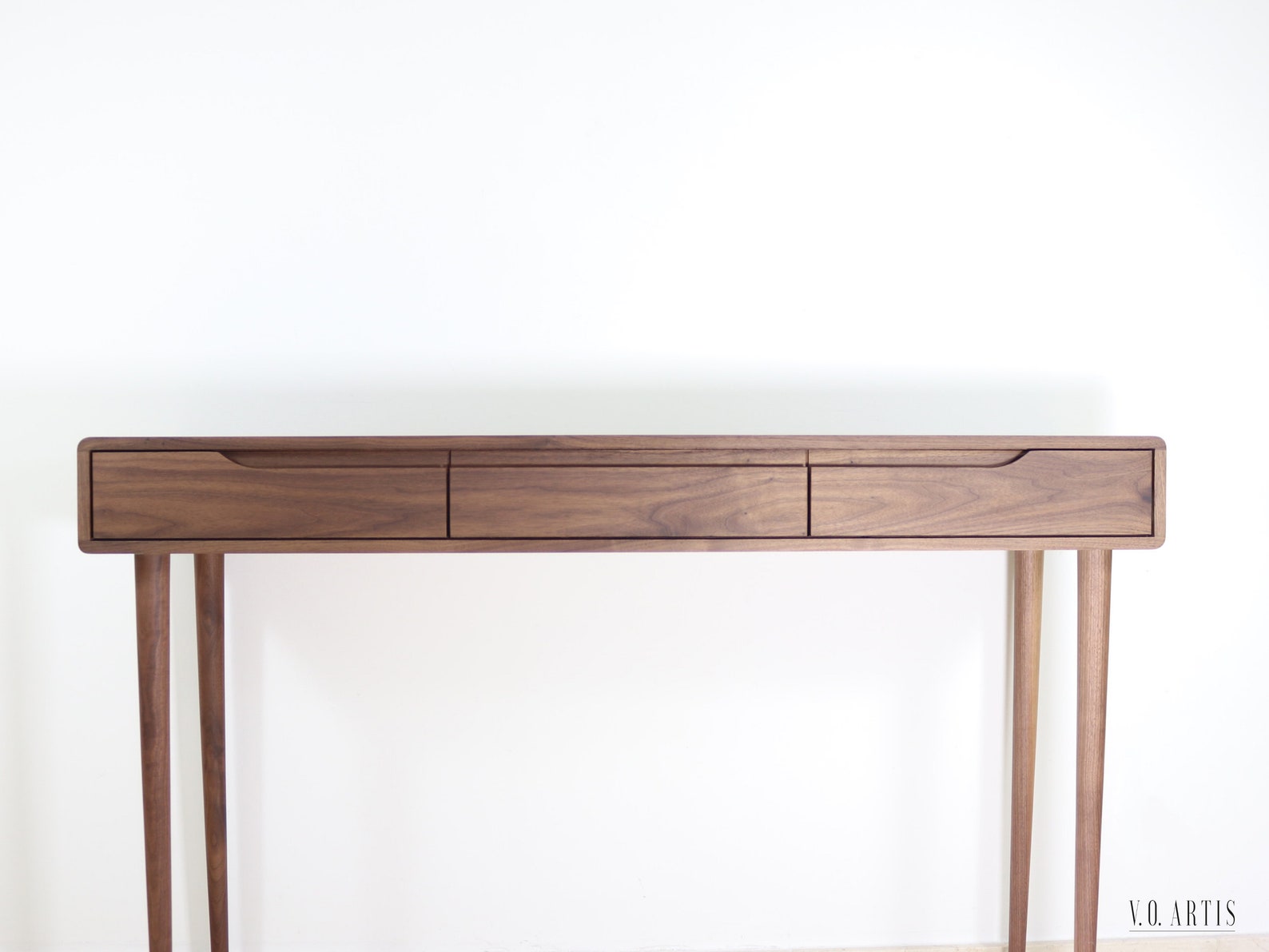 Console Table With 3 Drawers and 4 Legs in Solid American Oak or Walnut ...