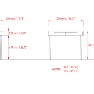 Entryway Console Table With 2 Drawers and 4 Legs in Solid American Oak ...