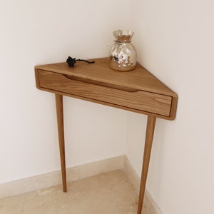 Corner Console Table in Solid Walnut or Oak - Etsy
