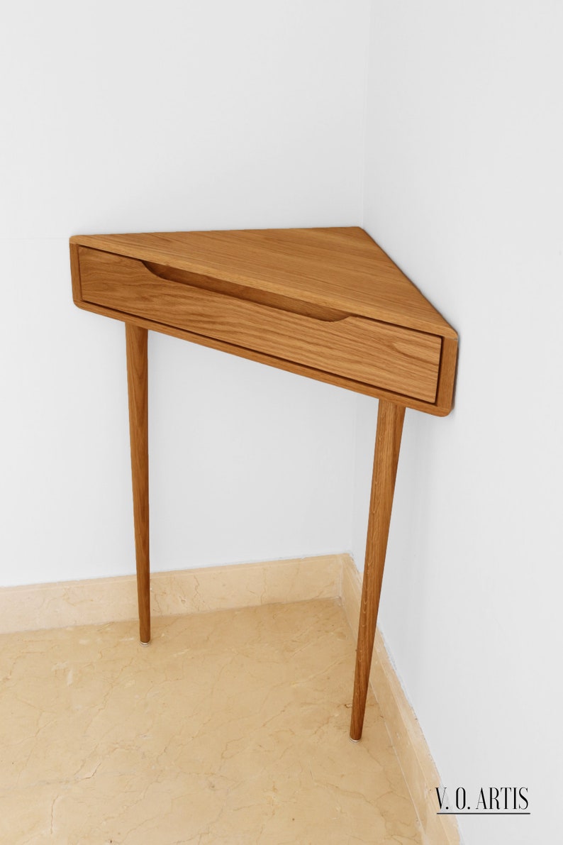 Corner Console Table in Solid Walnut or Oak - Etsy