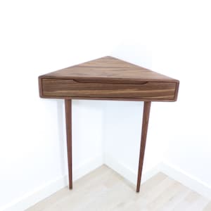 Corner Console Table in Solid Walnut or Oak - Etsy