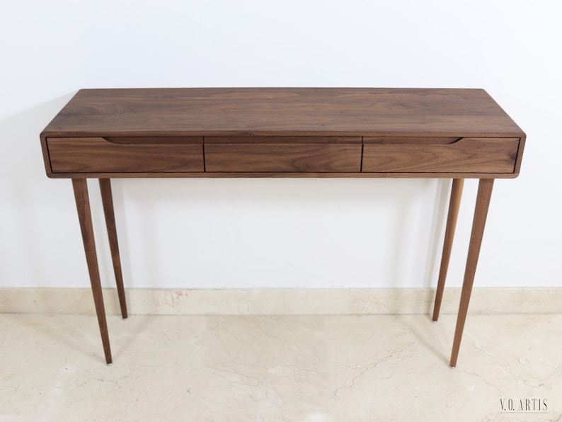 Console Table With 3 Drawers and 4 Legs in Solid American Oak - Etsy Canada