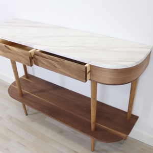 Console Table With 2 Drawers, Shelf and 4 Legs in Solid American Oak or ...