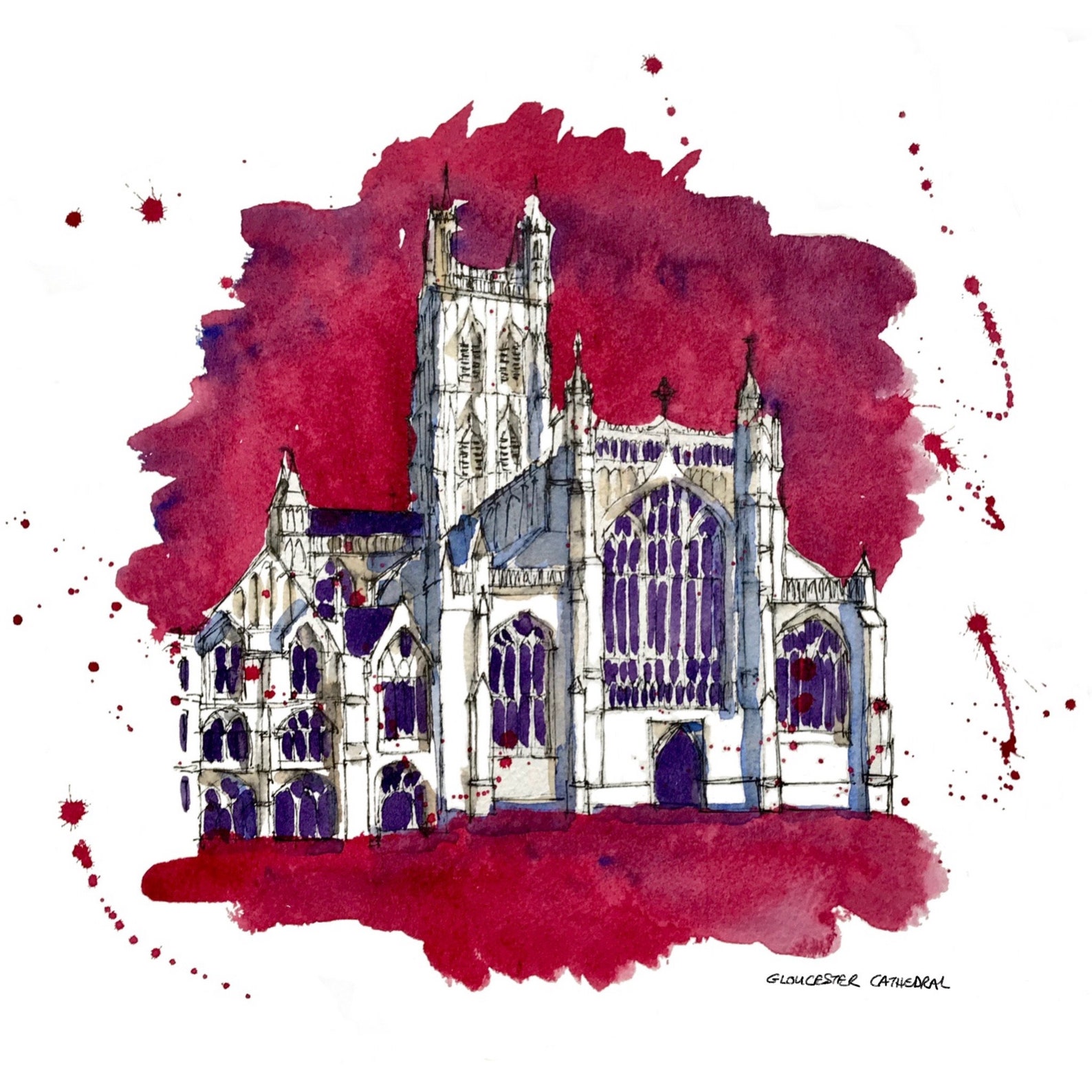 Gloucester Cathedral Print, Original, Art, Painting, Gift, Present ...