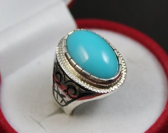 Natural Hussaini Feroza Turquoise Ring Mens - Etsy