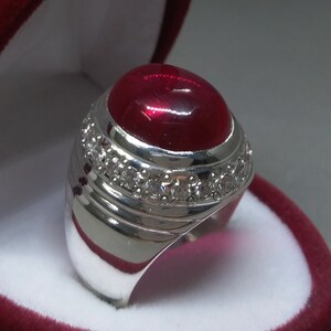 Mens Cabochon Ruby Ring: Handmade Sterling Silver 925 Statement Ring - Etsy