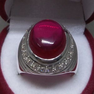 Mens Cabochon Ruby Ring: Handmade Sterling Silver 925 Statement Ring - Etsy