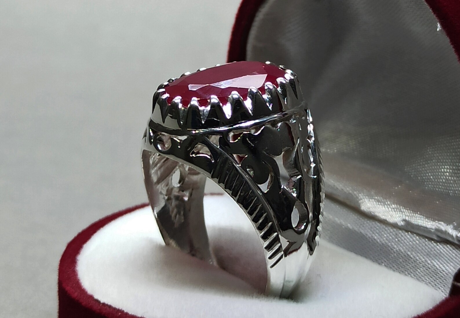 Red Ruby Ring Sterling Silver 925 Ring Mens Ruby Ring Yaqut - Etsy