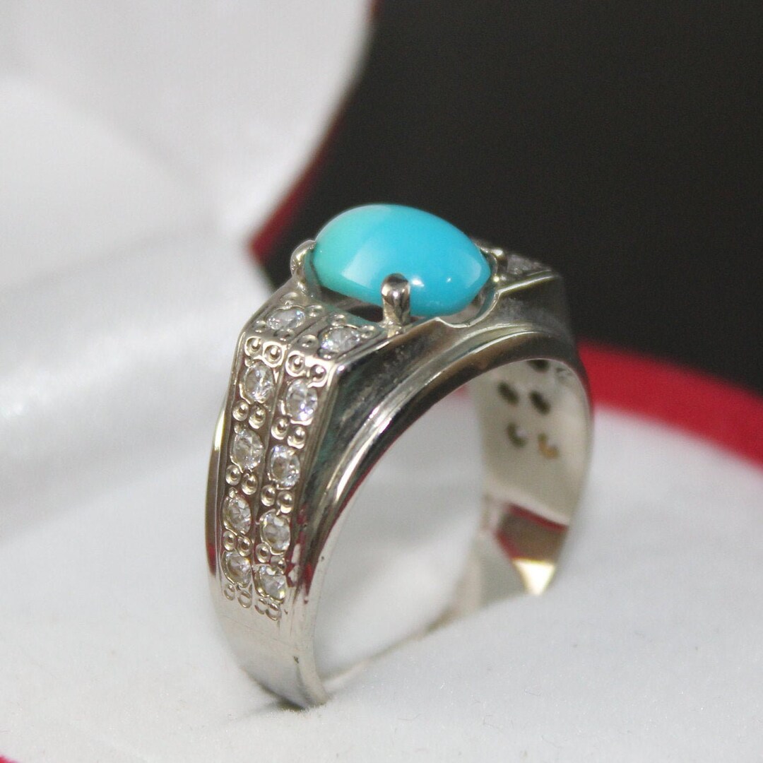 Women Natural Neshapuri Feroza Ring Firoza Ring Sterling Silver 925 ...