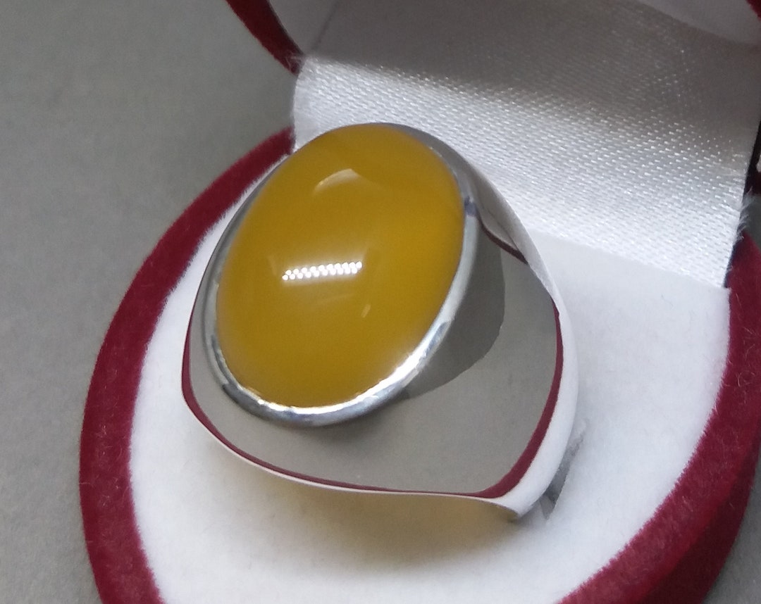 Handmade Yemeni Zard Aqeeq Sterling Silver Ring - Yellow Carnelian ...