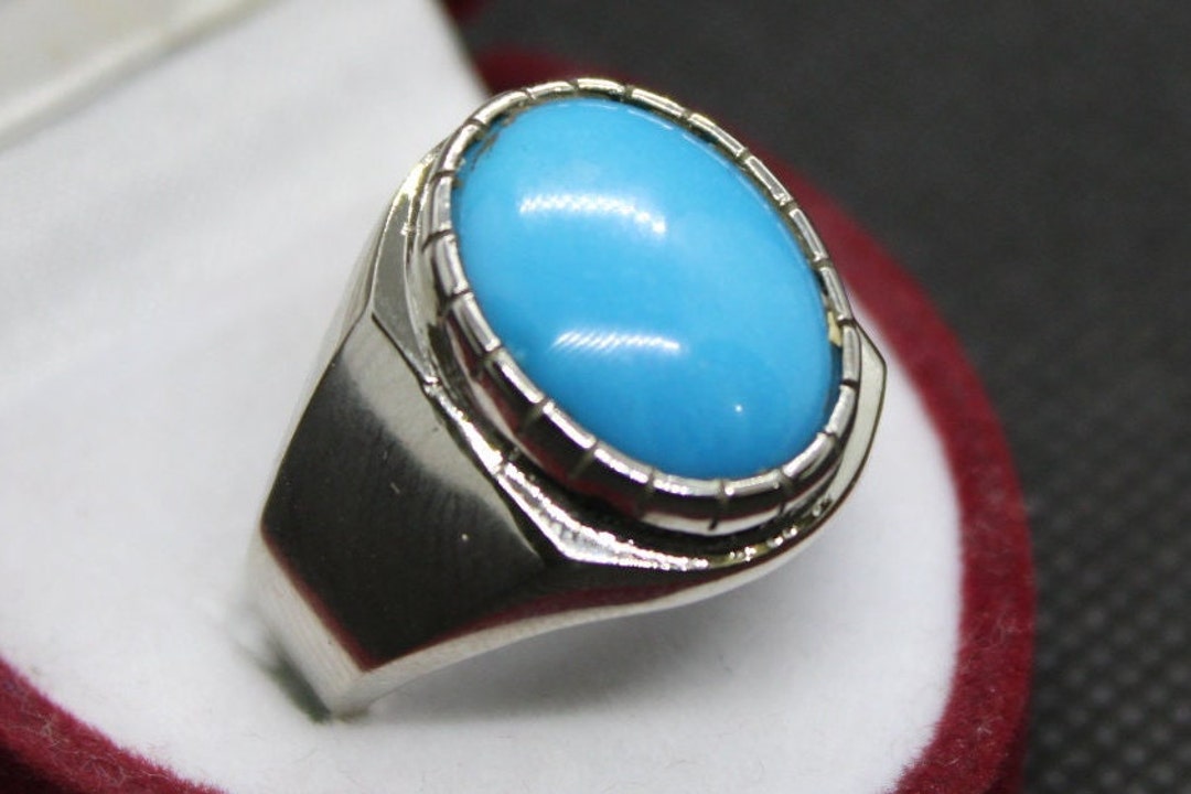 Men and Women Natural Neshapuri Feroza Ring Firoza Ring Sterling Silver ...