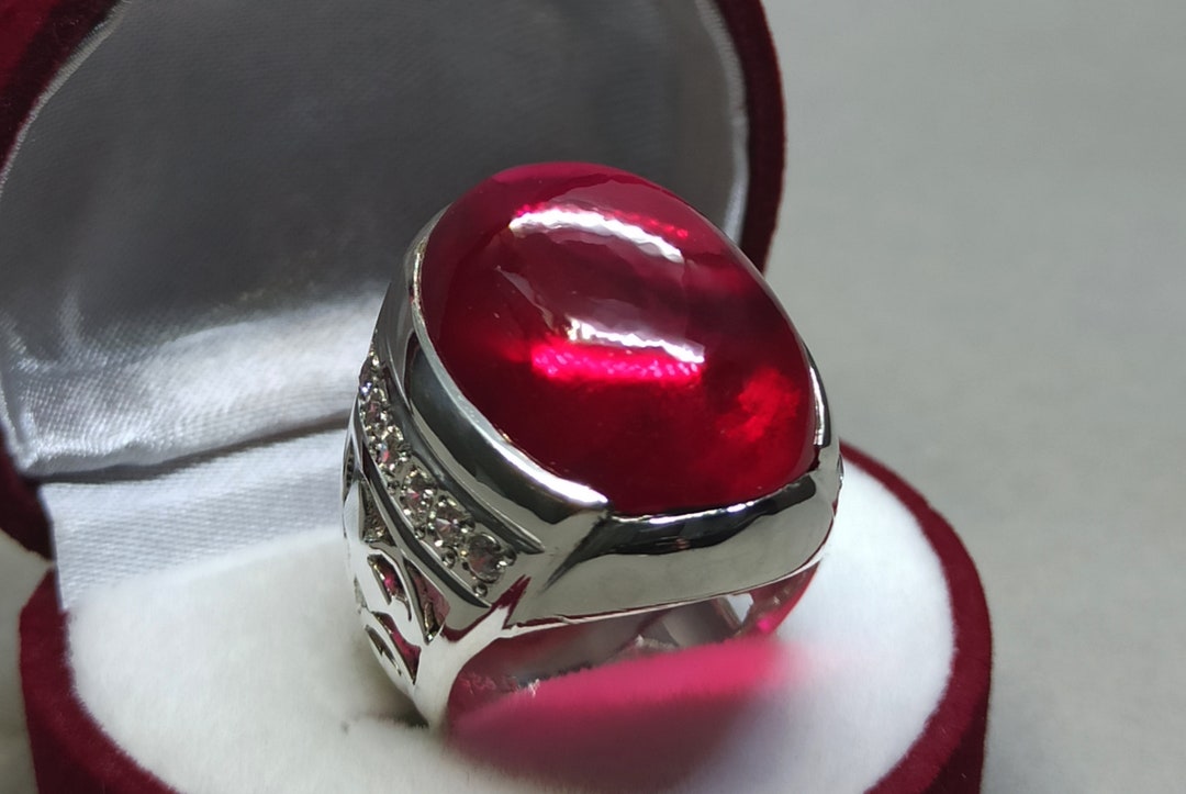 Mens Handmade Deep Red Ruby Ring: Sterling Silver 925 - Etsy