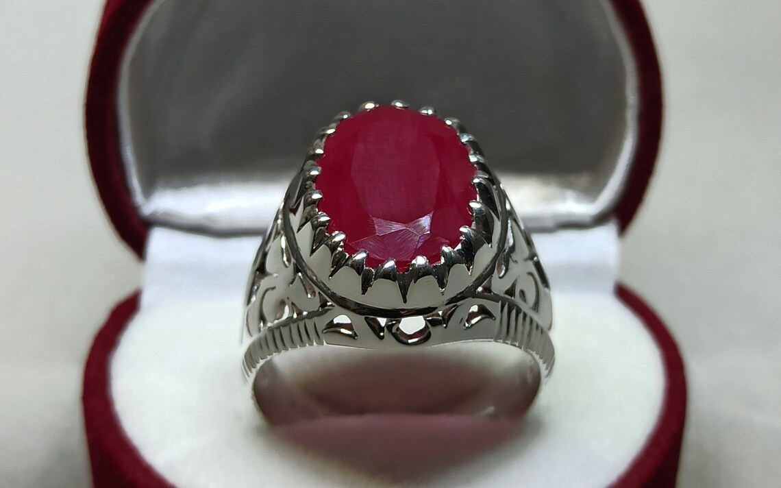 Red Ruby Ring Sterling Silver 925 Ring Mens Ruby Ring Yaqut - Etsy