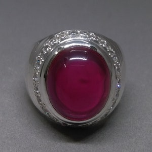 Mens Cabochon Ruby Ring: Handmade Sterling Silver 925 Statement Ring - Etsy