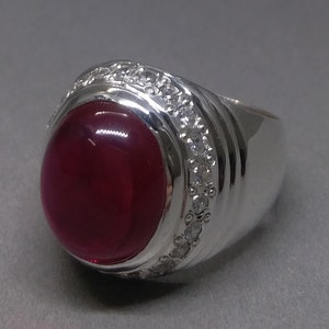 Mens Cabochon Ruby Ring: Handmade Sterling Silver 925 Statement Ring - Etsy