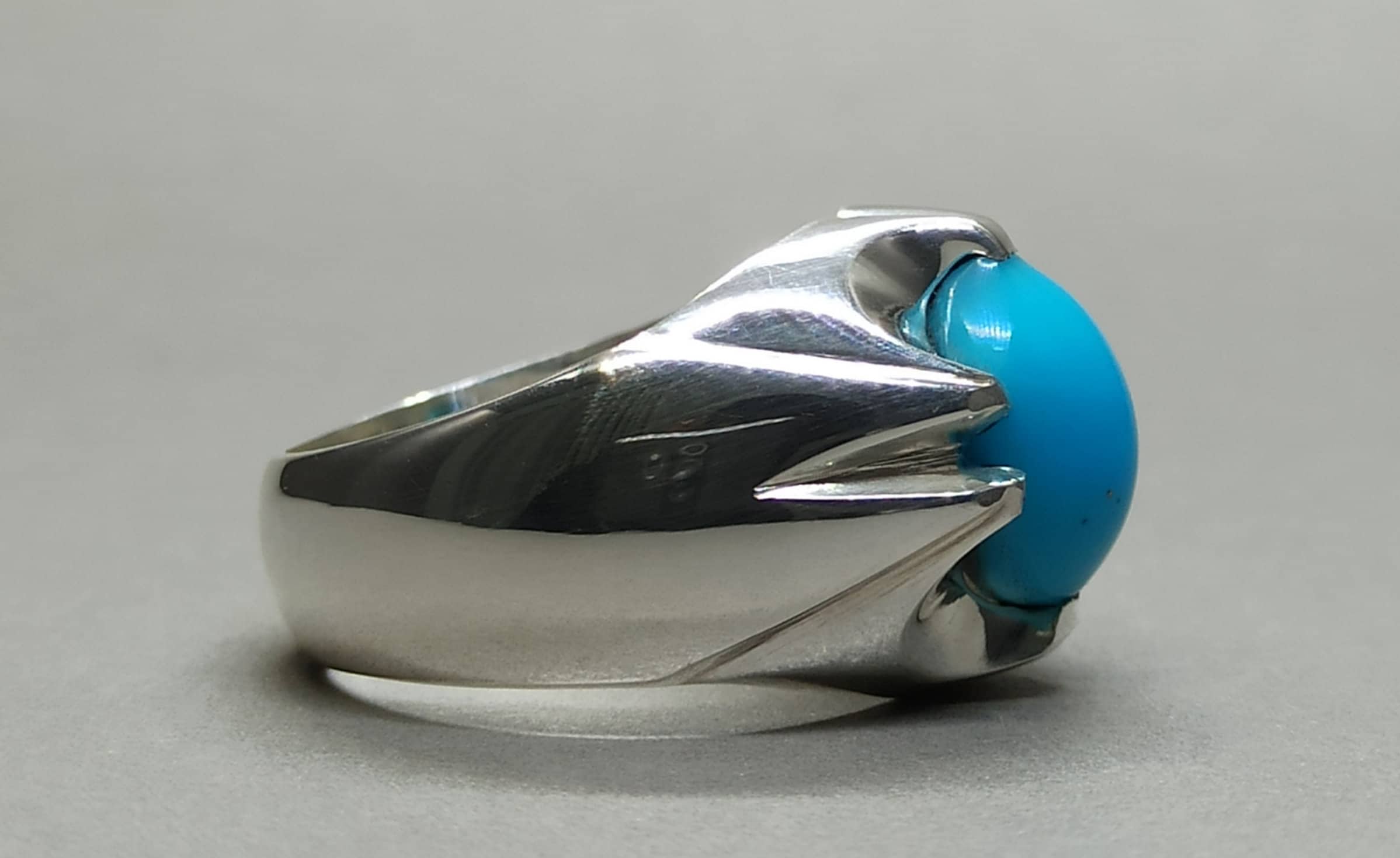 Naturel Neshapuri Feroza Mens Ring Sterling Silver 925 | Etsy