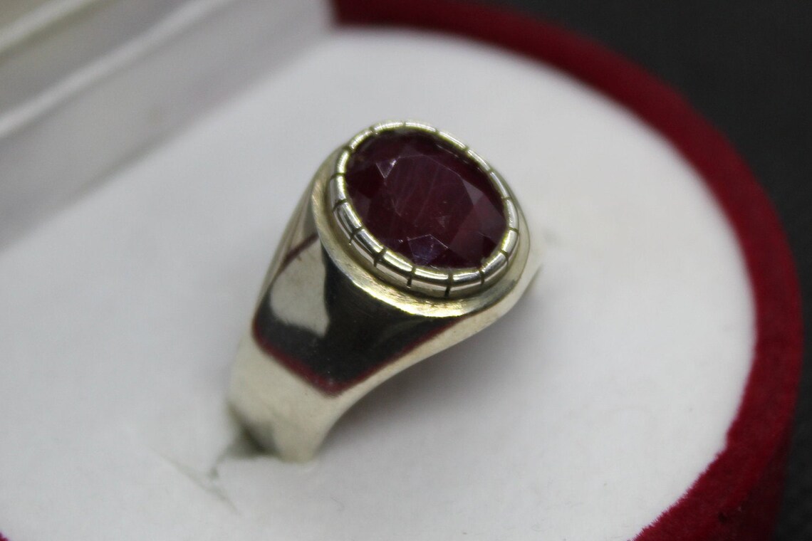 Big Deep Red Ruby Men Ring Sterling Silver 925 Ruby Ring Yaqut - Etsy UK
