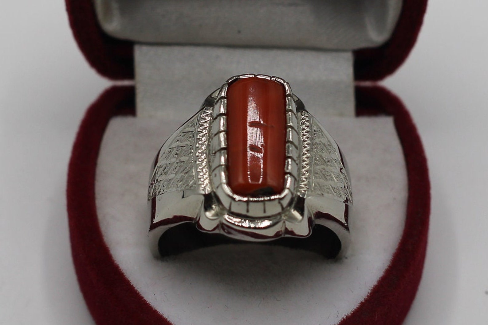 Mens Natural Coral Ring: Handmade Sterling Silver Marjan Ring - Etsy