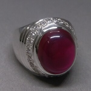 Mens Cabochon Ruby Ring: Handmade Sterling Silver 925 Statement Ring - Etsy