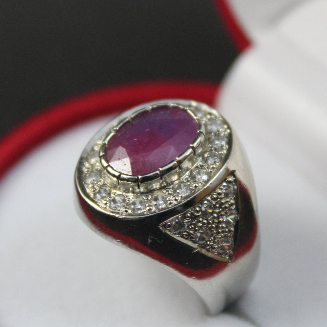Men & Women Ceylon Ruby Ring Sterling Silver 925 Ring Natural Ruby Ring ...
