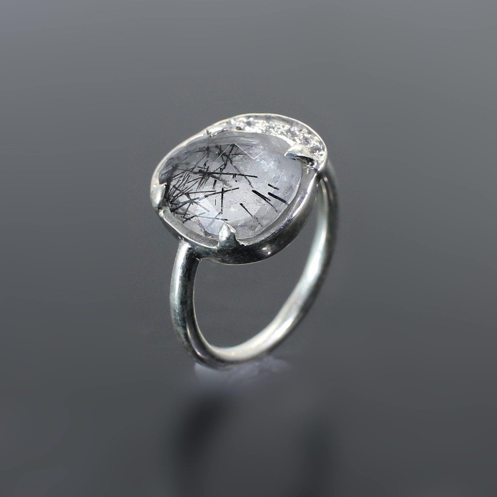 Black Rutile Quartz Ring Natural Black Rutile Ring Cubic - Etsy