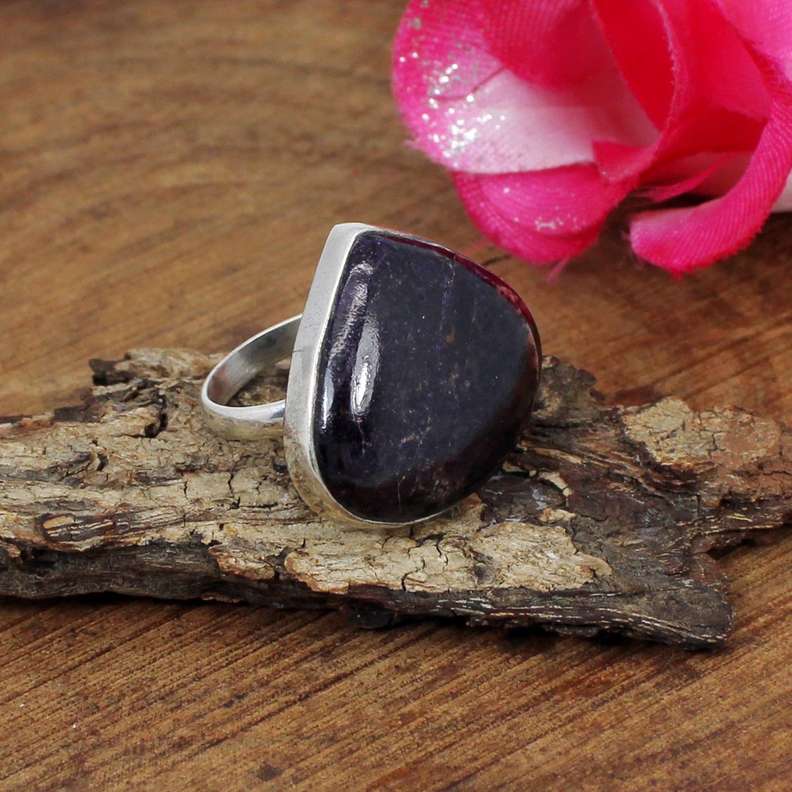 Natural Sugilite Ring Suglite Gemstone Jewelry 925 Sterling | Etsy