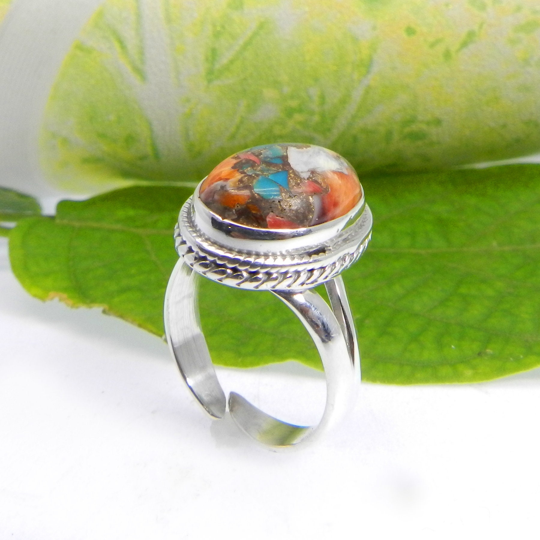 Copper Oyster Turquoise 14x10mm Oval Gemstone Ring Split | Etsy