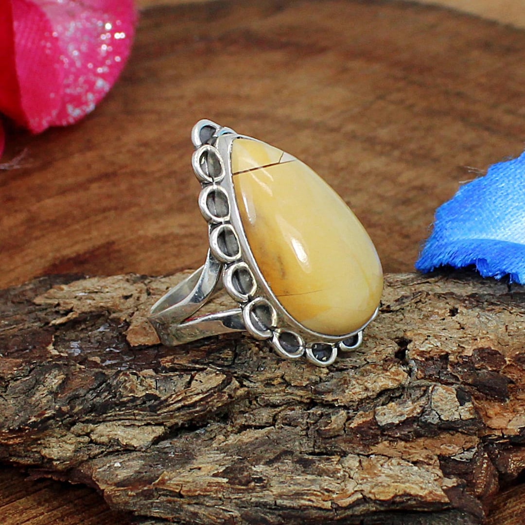 Teardrop Brecciate Mookaite Ring: Handmade Sterling Silver Bezel - Etsy