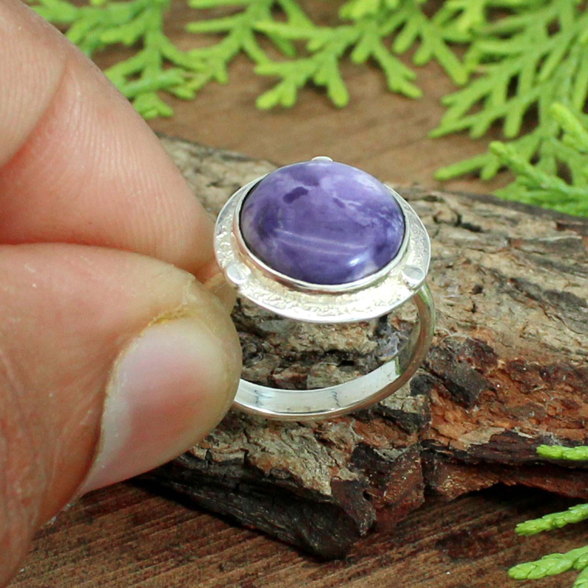 Natural Tiffany Jasper Round Purple Stone Handmade 925 | Etsy