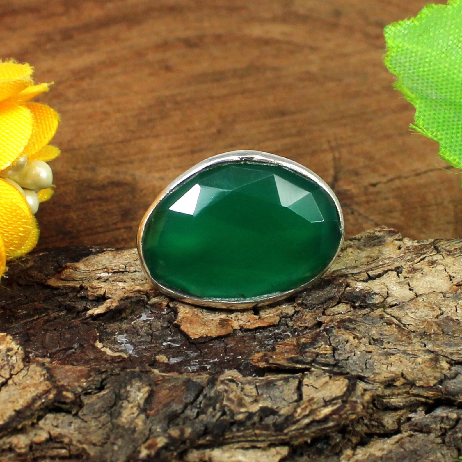 Bague en onyx vert à facettes bijoux en pierres précieuses - Etsy Canada