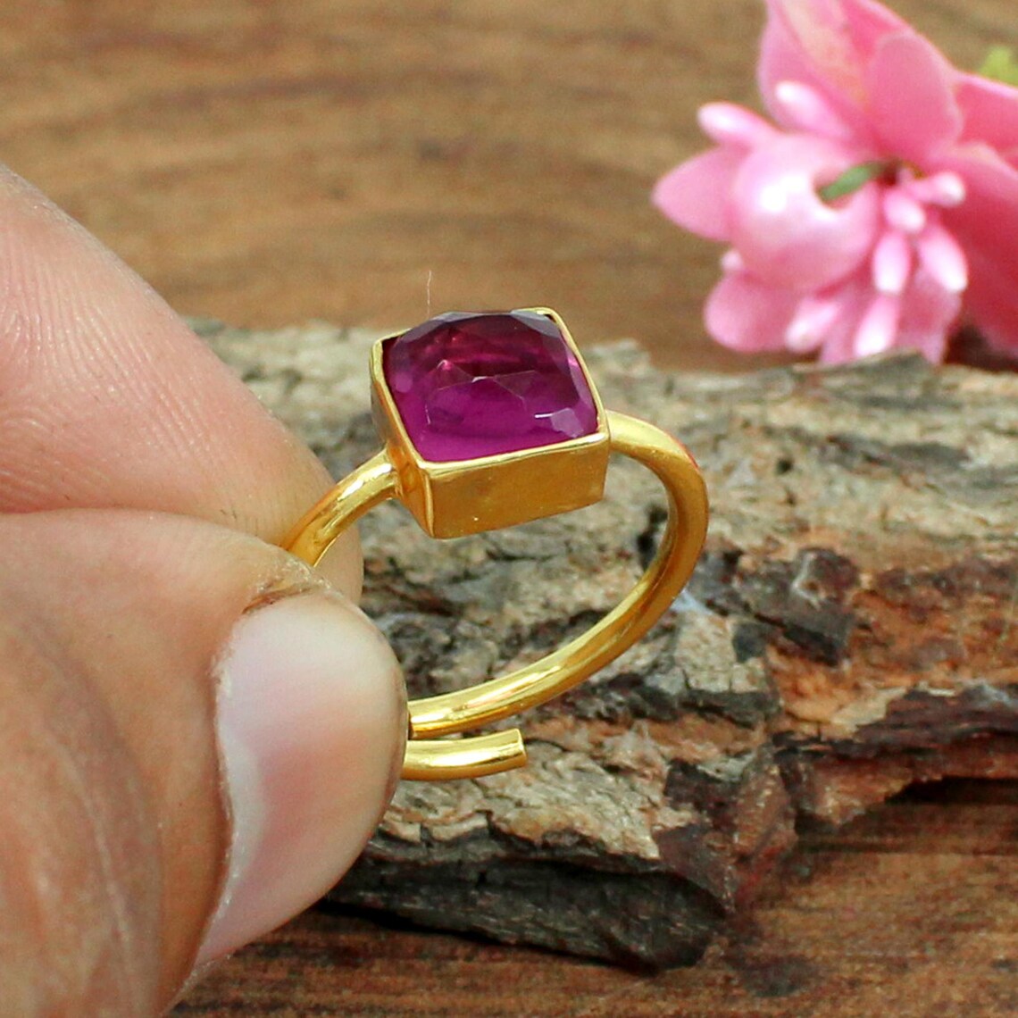 Pink Tourmaline Ring Silver Pink Stone Sterling Silver Ring - Etsy