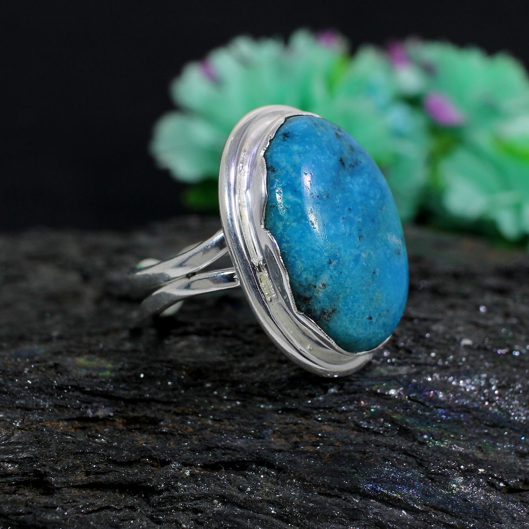 Genuine Turquoise Ring - Adjustable Turquoise Ring - Silver Turquoise ...