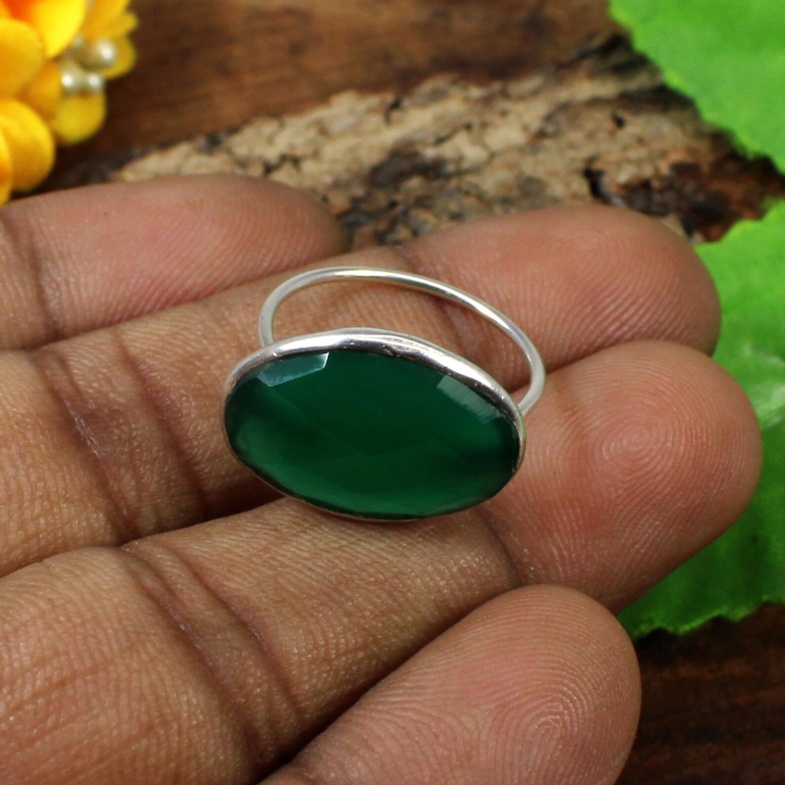 Bague en onyx vert à facettes bijoux en pierres précieuses - Etsy Canada